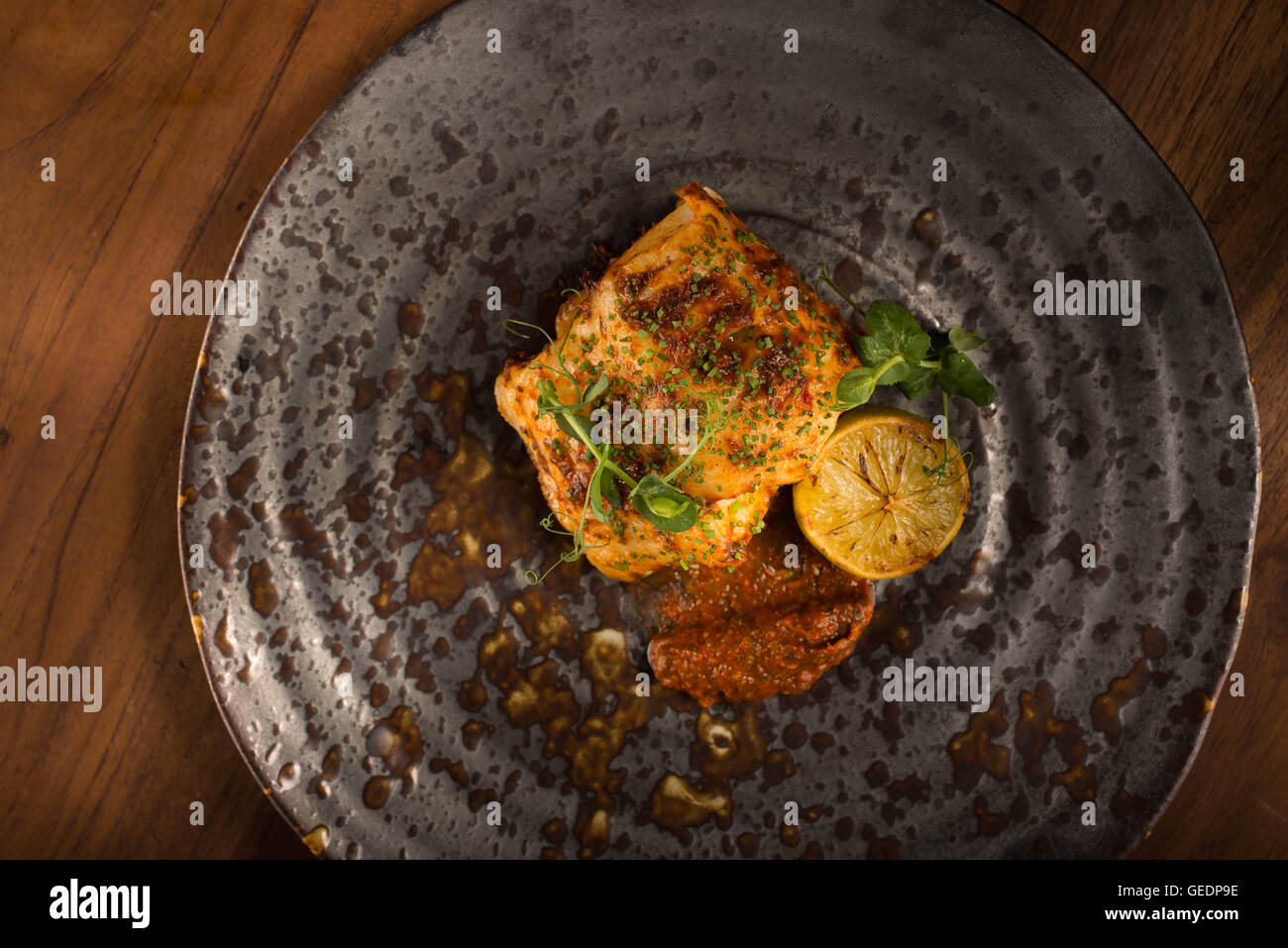 Grilled Fish with Saffron Stock Photo - Alamy