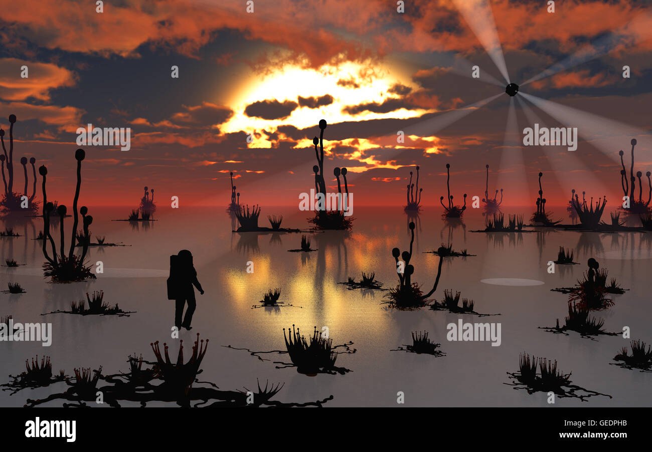 The Lone Figure Of A Interplanetary Astronaut , From Earth. Exploring A ...