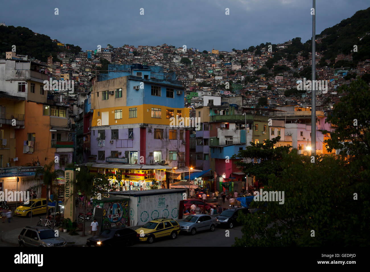 Rochina Favela in Rio de Janeiro, Brazil at night Stock Photo - Alamy