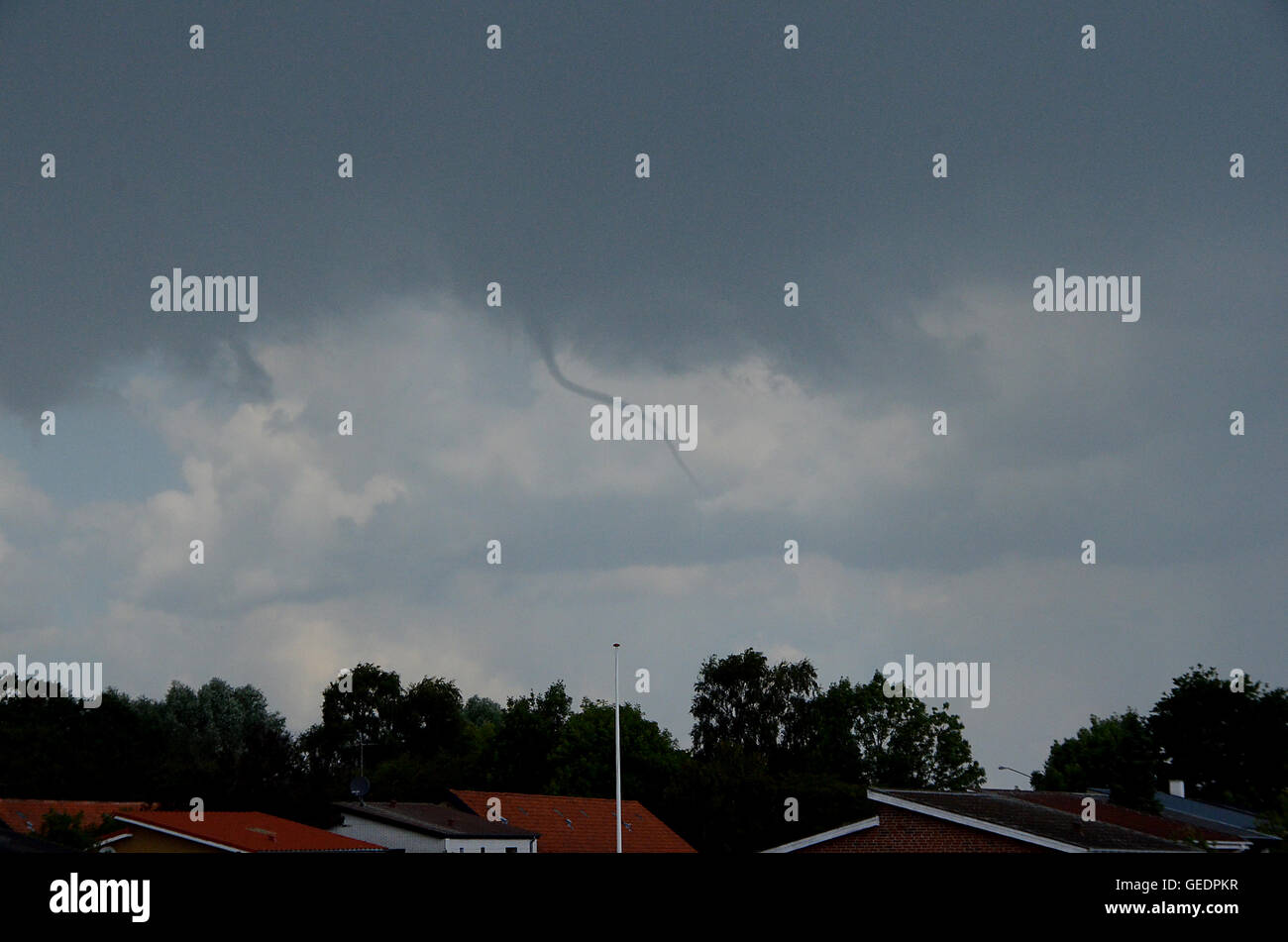 Small elephant trunk tornado in Denmark seen in June 2014 Stock Photo ...