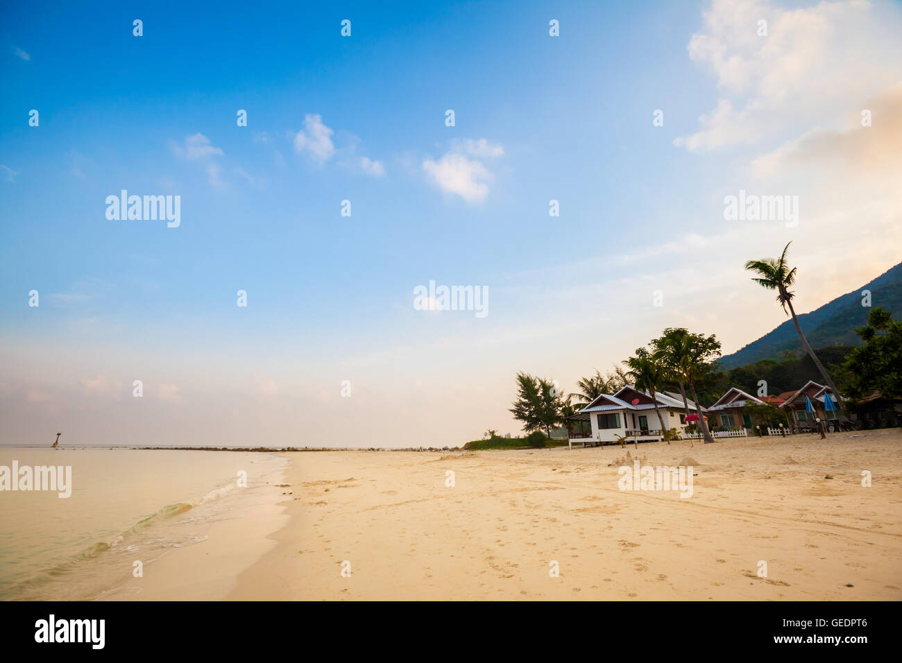 Summer seascape on tropical island Koh Phangan in Thailand. Chaloklum ...