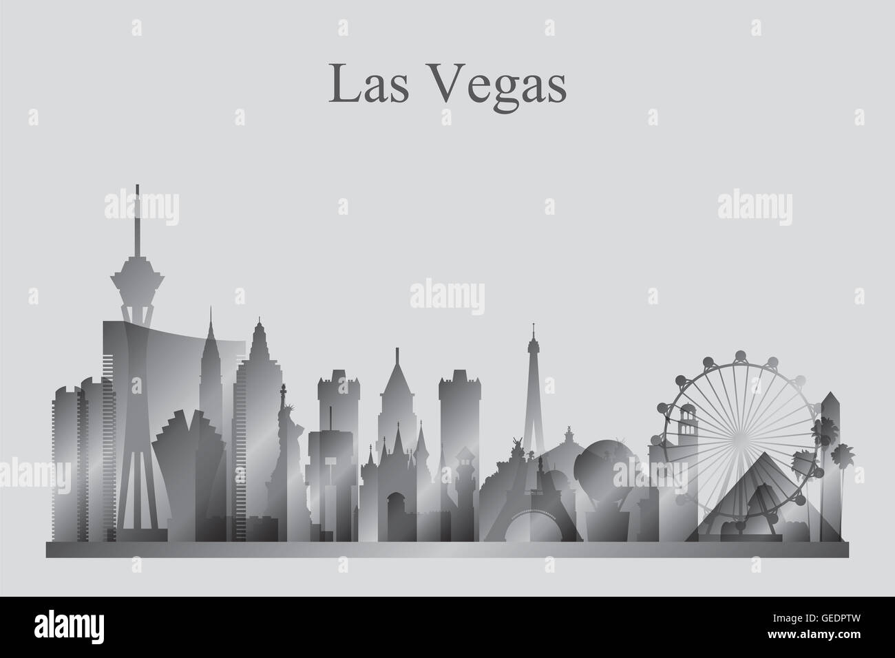Las Vegas city skyline silhouette in grayscale Stock Photo - Alamy