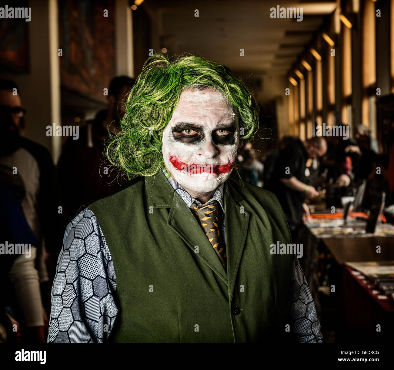 Cosplayers pose for photographs at a Comic Con convention Stock Photo ...