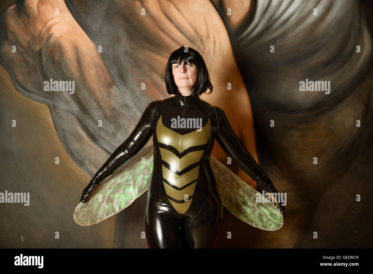 Cosplayers pose for photographs at a Comic Con convention Stock Photo ...