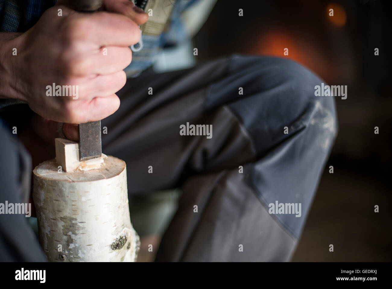 Male using wood chisel hi-res stock photography and images - Alamy