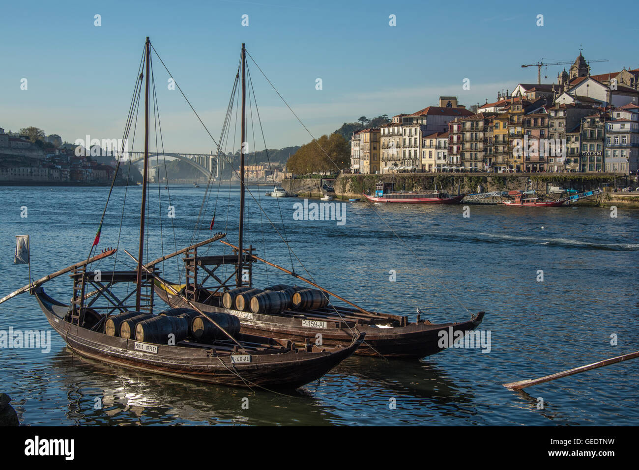 Porto Offley and Panascal, two wooden rabelo boats on the river Douro ...