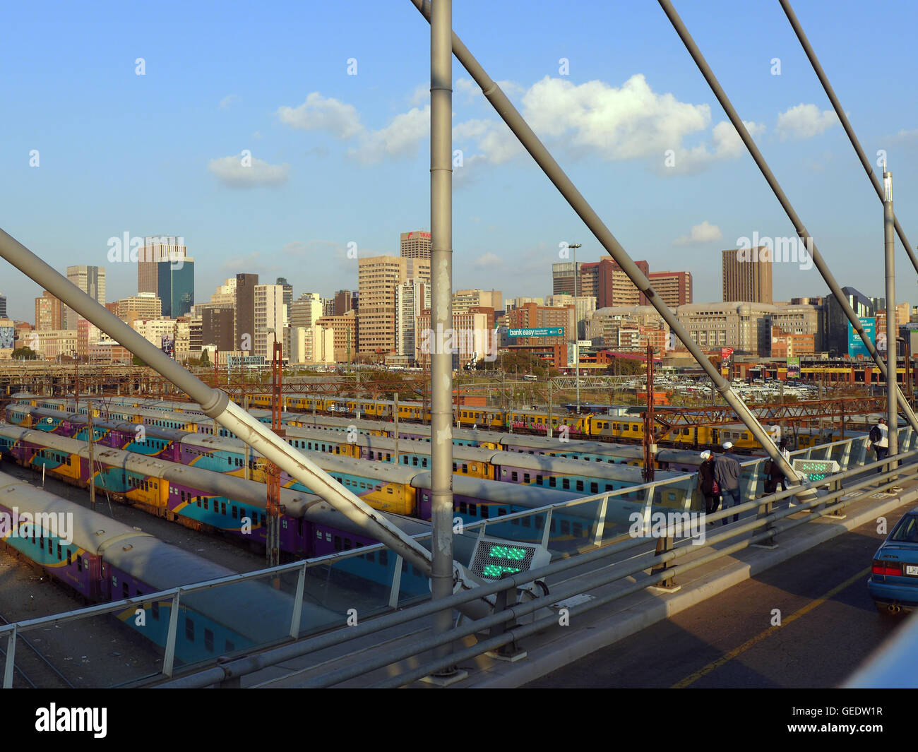 A view from Nelson Mandela Bridge over the railway yards of ...