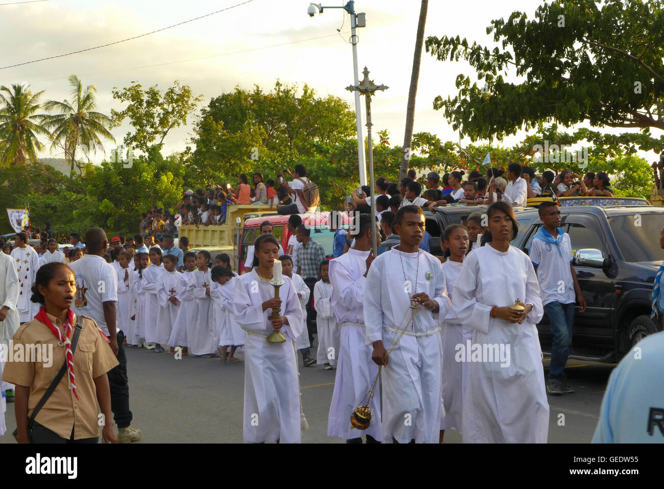 A Roman Catholic procession in Dili the capital of East Timor Stock ...