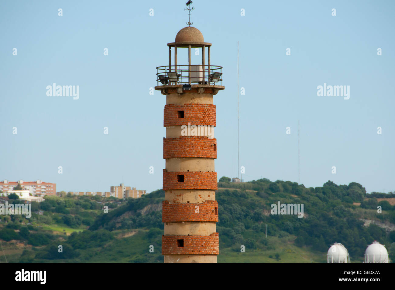 Old Brick Lighthouse - Lisbon - Portugal Stock Photo - Alamy