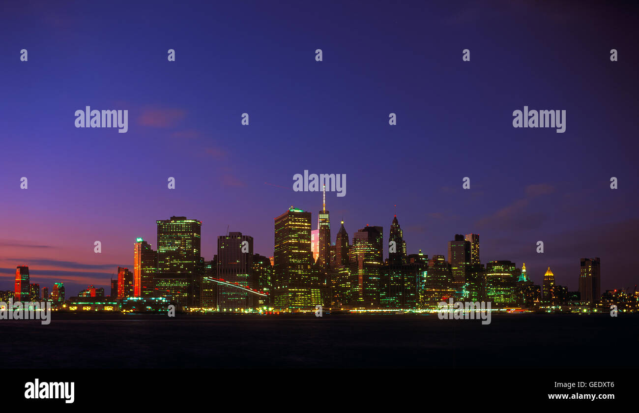 New York City skyline at night Stock Photo - Alamy