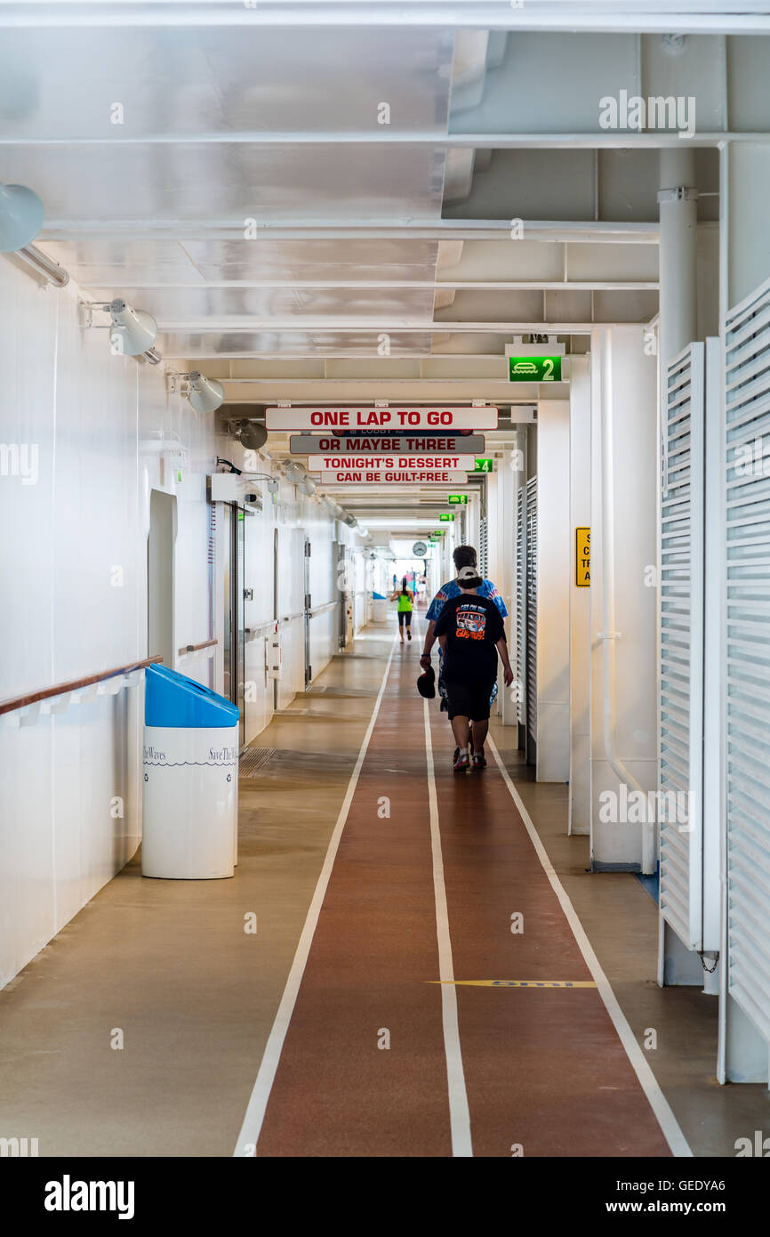 A two lane running track on the deck of a cruise ship Stock Photo - Alamy