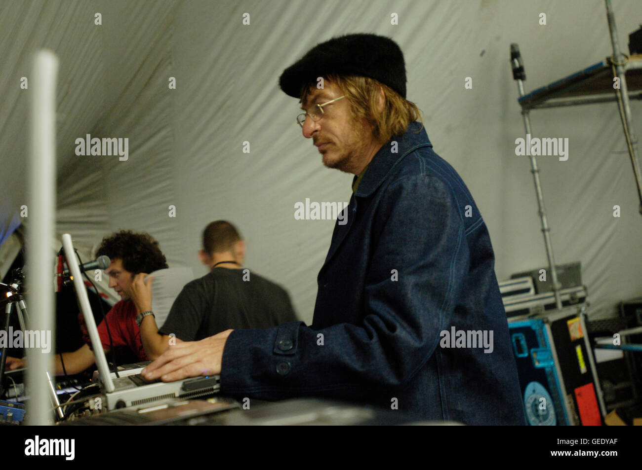 Jonathon Moore of Coldcut backstage at Big Chill Open Air Stage ...