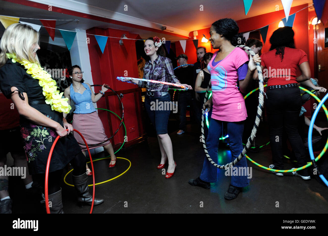 Bo Wilson and the hula party stoke newington rd 11 12 2008 Stock Photo ...