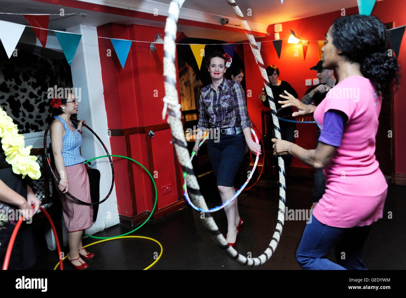 Bo Wilson and the hula party stoke newington rd 11 12 2008 Stock Photo ...