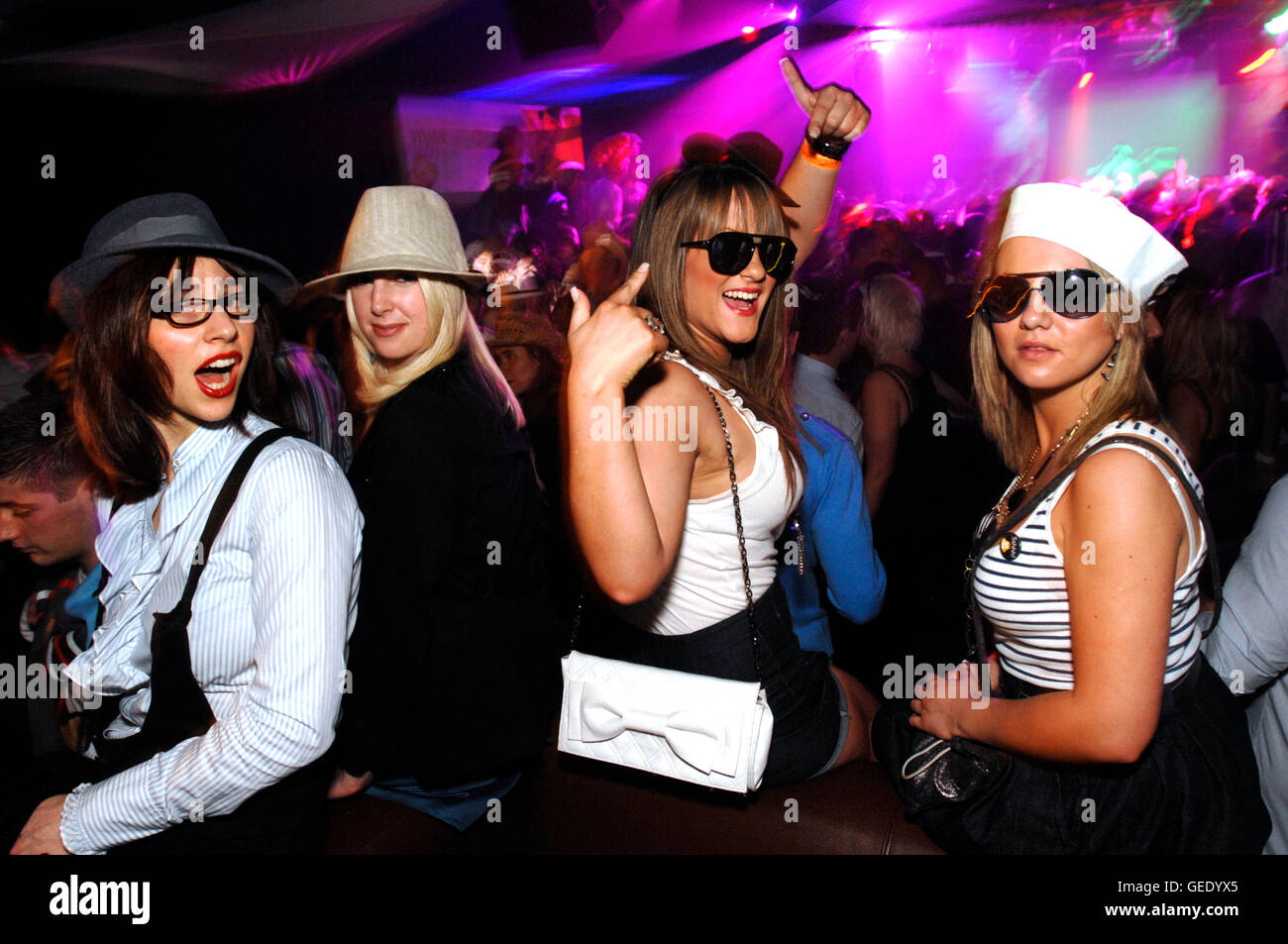 People in outrageous hats, Hat-Club @ Seone, London 26 04 2008 Stock ...