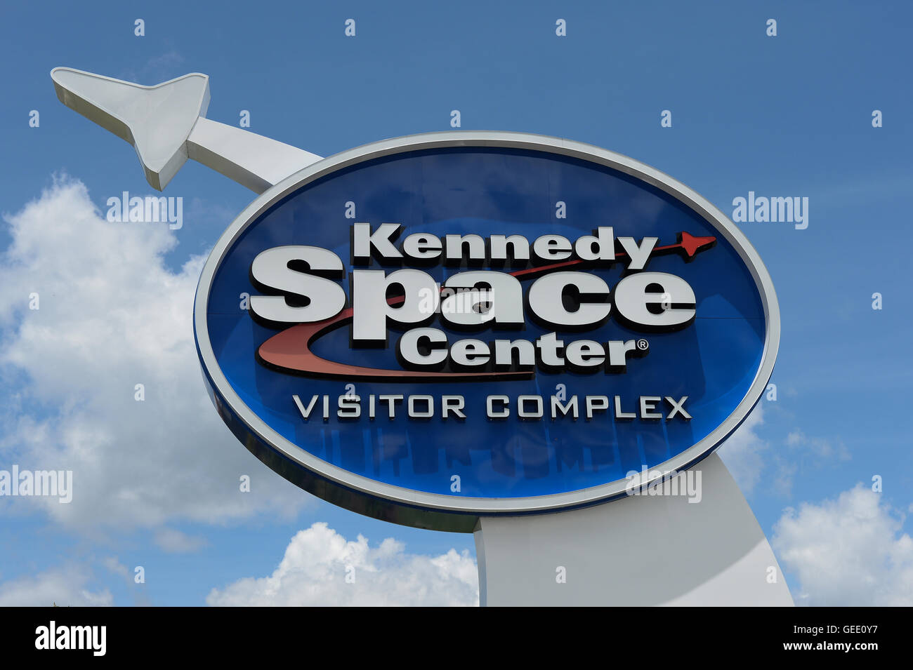 Entrance to The Kennedy Space Centers Visitor Centre at Cape Canaveral ...