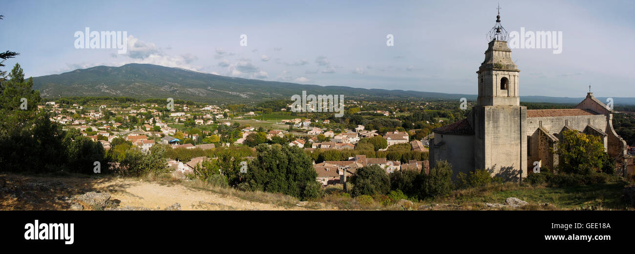 Church, Bedoin, Provence, France with Mont Ventoux behind Stock Photo ...