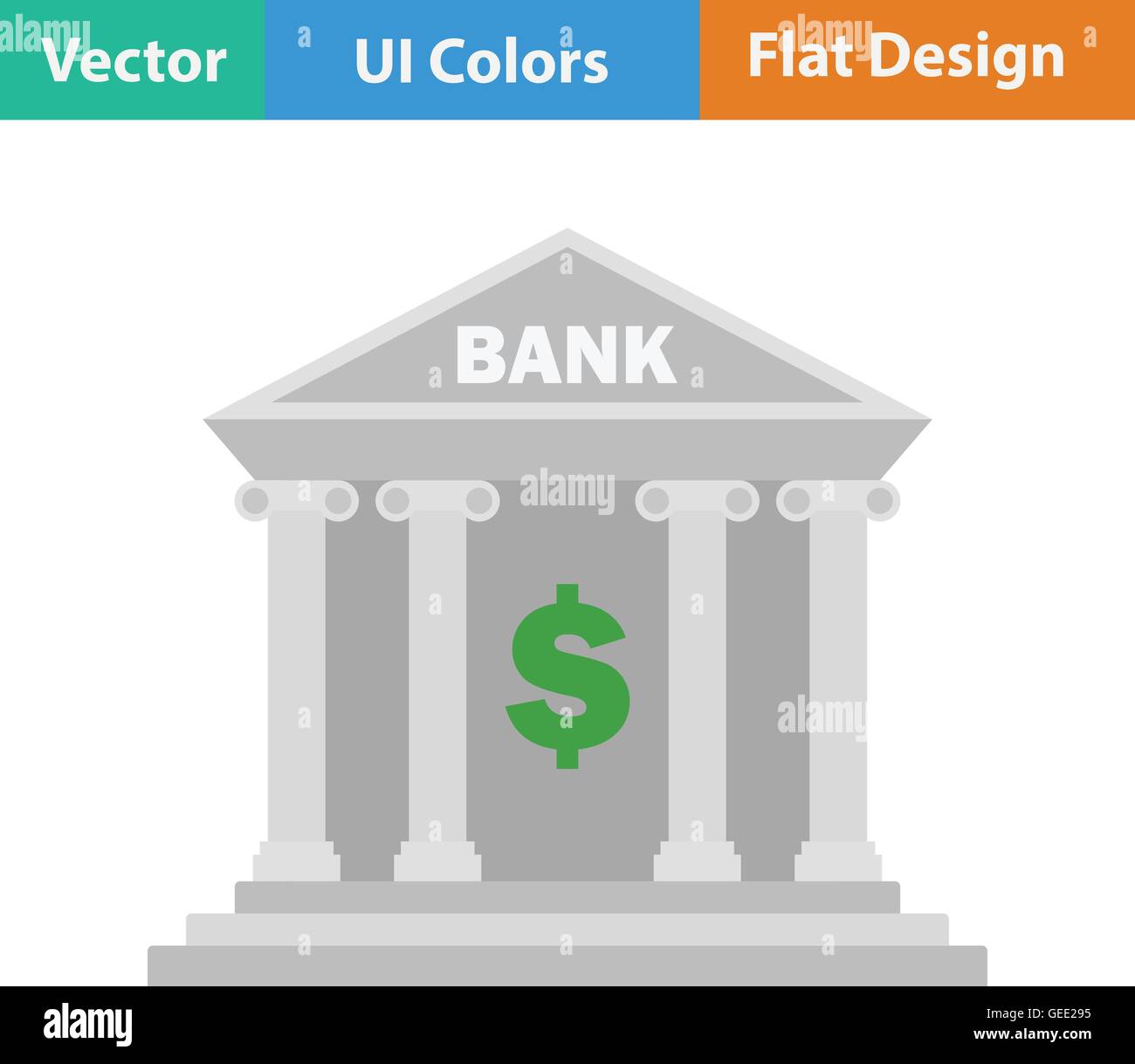 Bank icon. Flat color design. Vector illustration Stock Vector Image ...