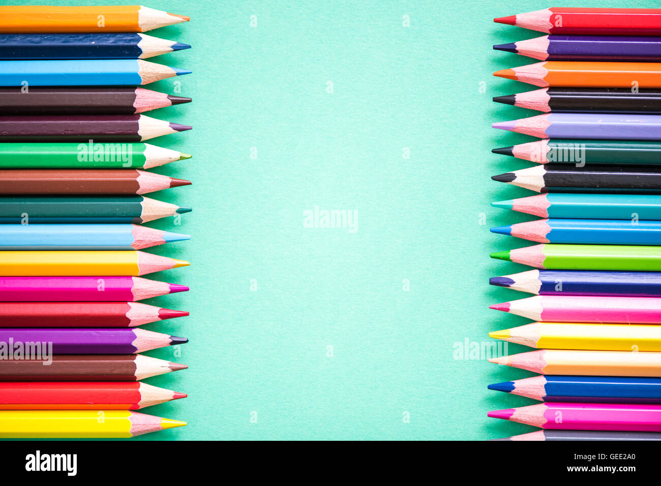 colorful pencils frame background or template Stock Photo - Alamy
