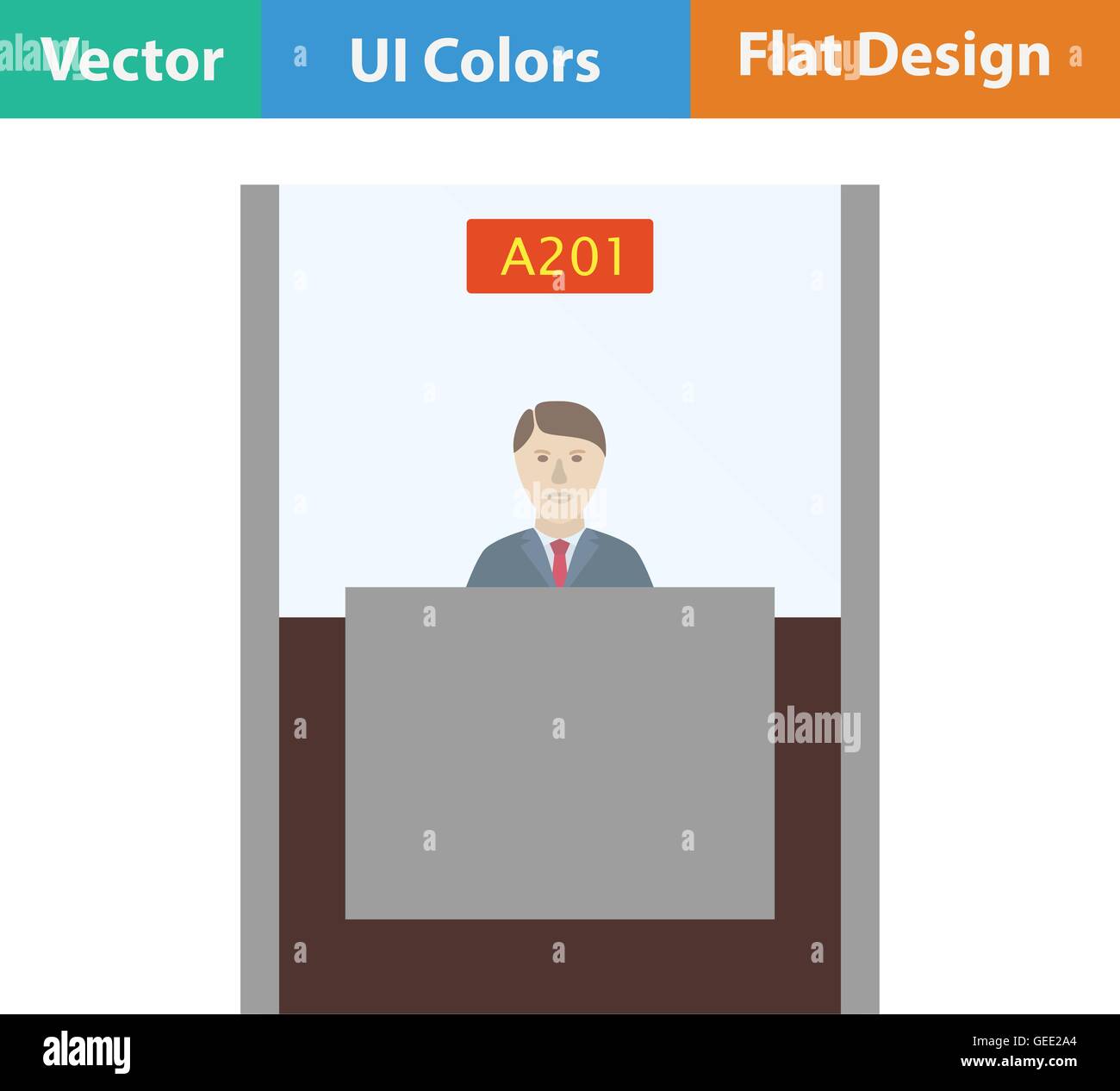 Bank clerk icon. Flat color design. Vector illustration Stock Vector ...