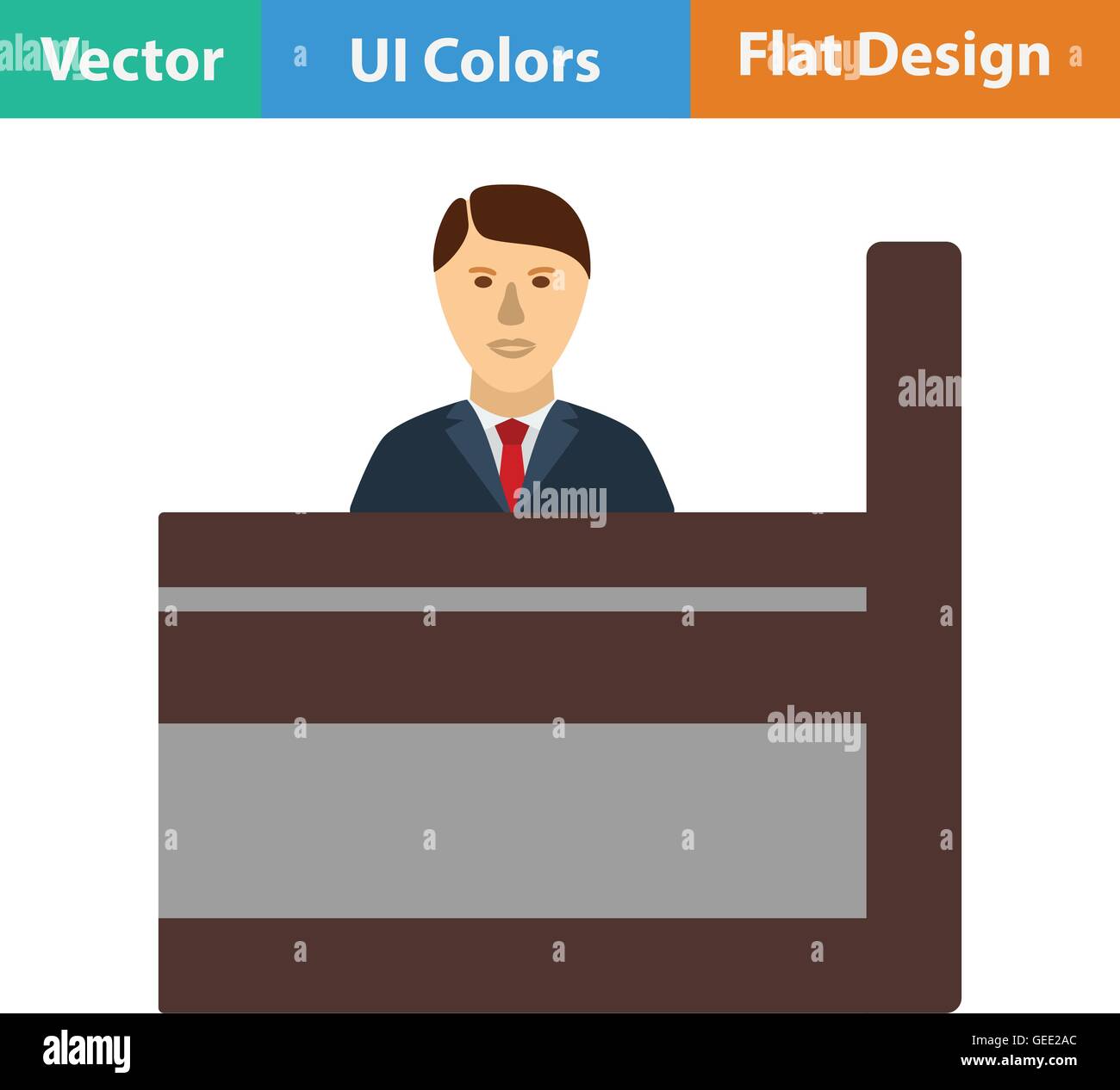 Bank clerk icon. Flat color design. Vector illustration Stock Vector ...