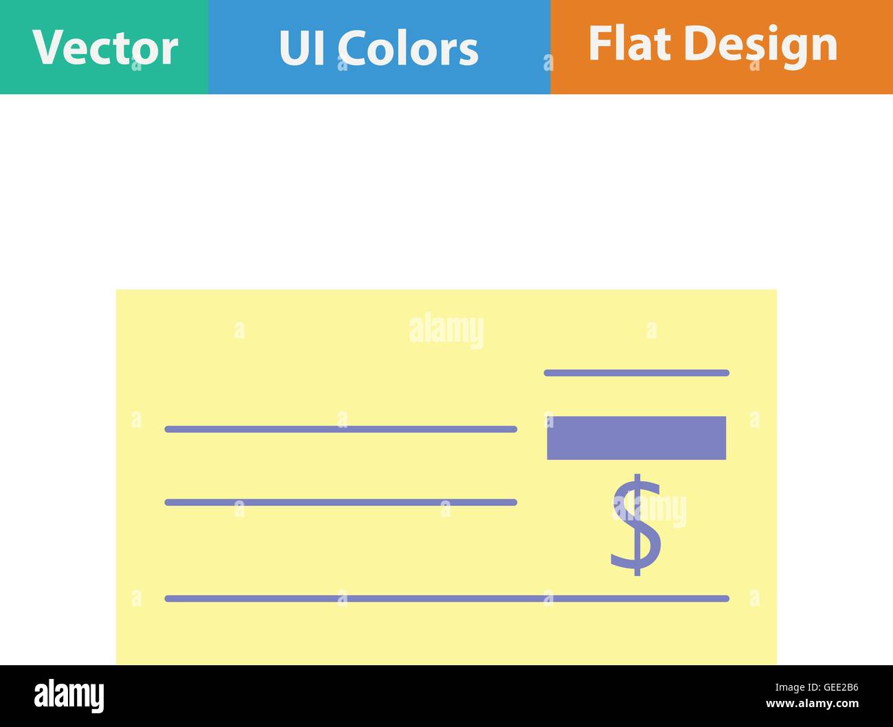 Bank check icon. Flat color design. Vector illustration Stock Vector ...