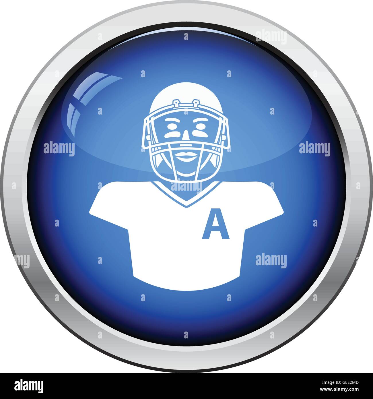 American football player icon. Glossy button design. Vector ...