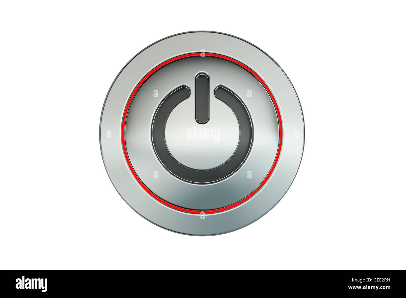 power button closeup, 3D rendering isolated on white background Stock ...