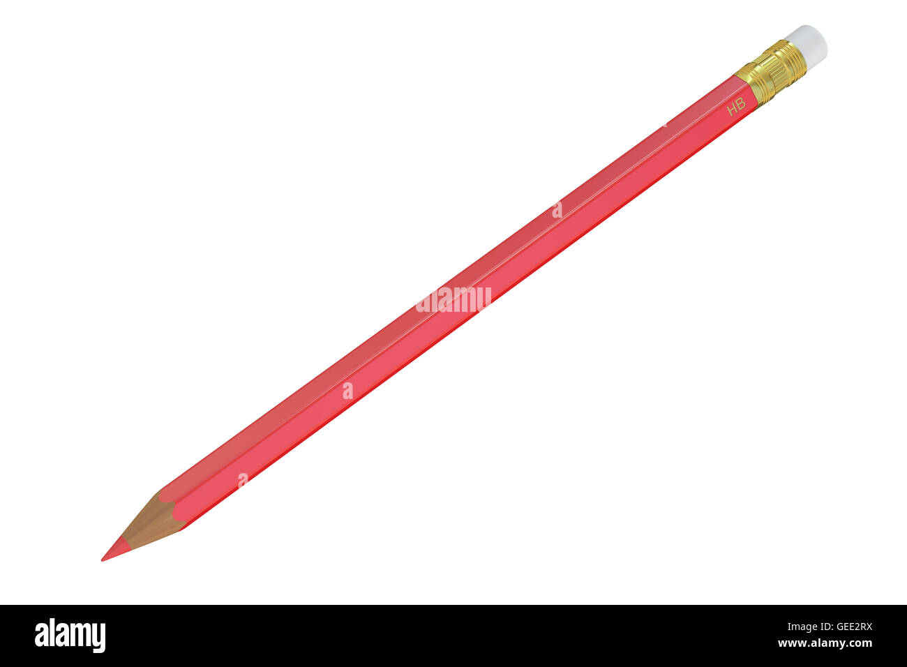 Red pencil closeup, 3D rendering isolated on white background Stock ...