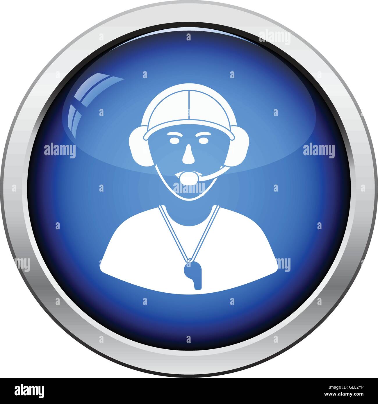 American football coach icon. Glossy button design. Vector illustration ...