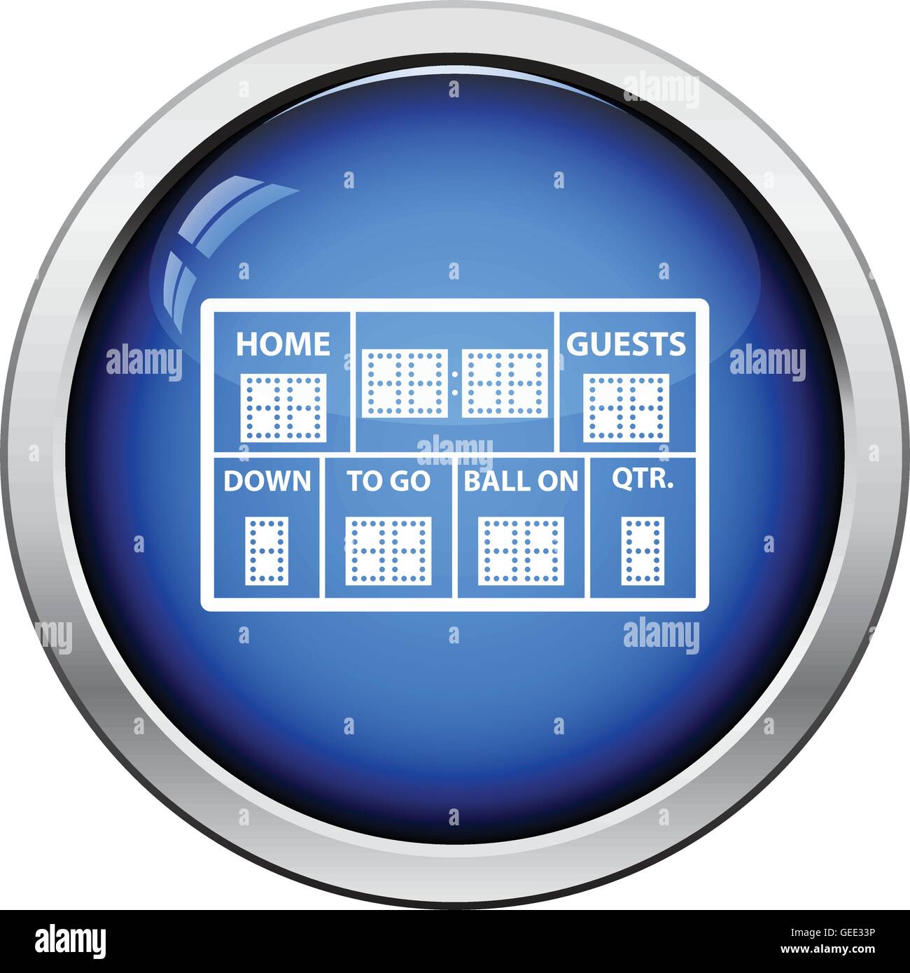 American football scoreboard icon. Glossy button design. Vector ...