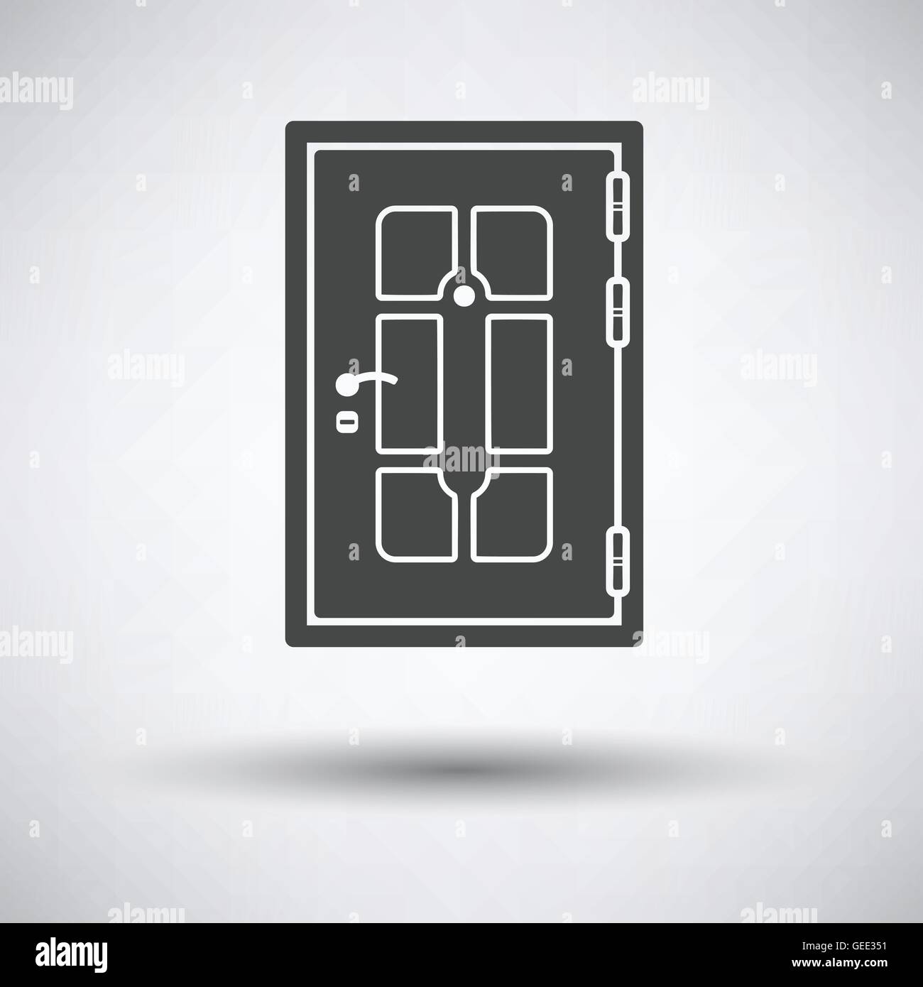 Apartments door icon on gray background, round shadow. Vector ...