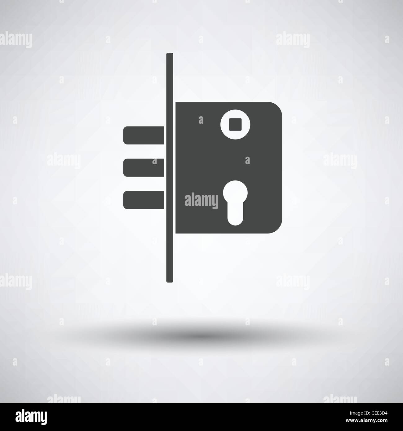 Door lock icon on gray background, round shadow. Vector illustration ...