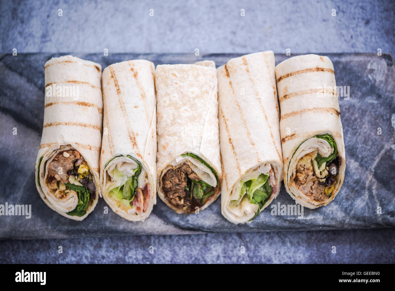 tortilla wraps, light food ideas, bright colors Stock Photo - Alamy