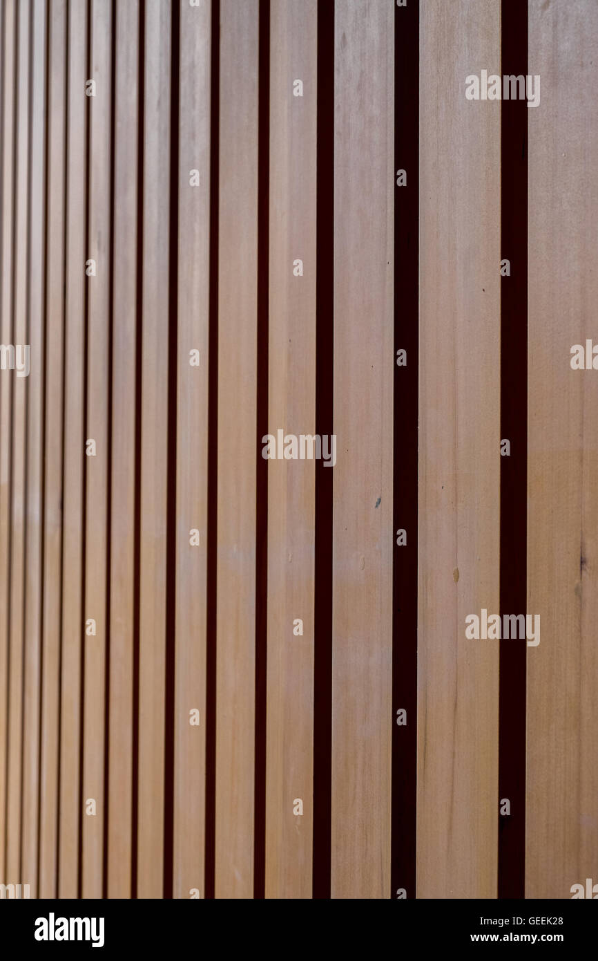 Receding vertical pattern in wood wall, light and dark stripes Stock ...