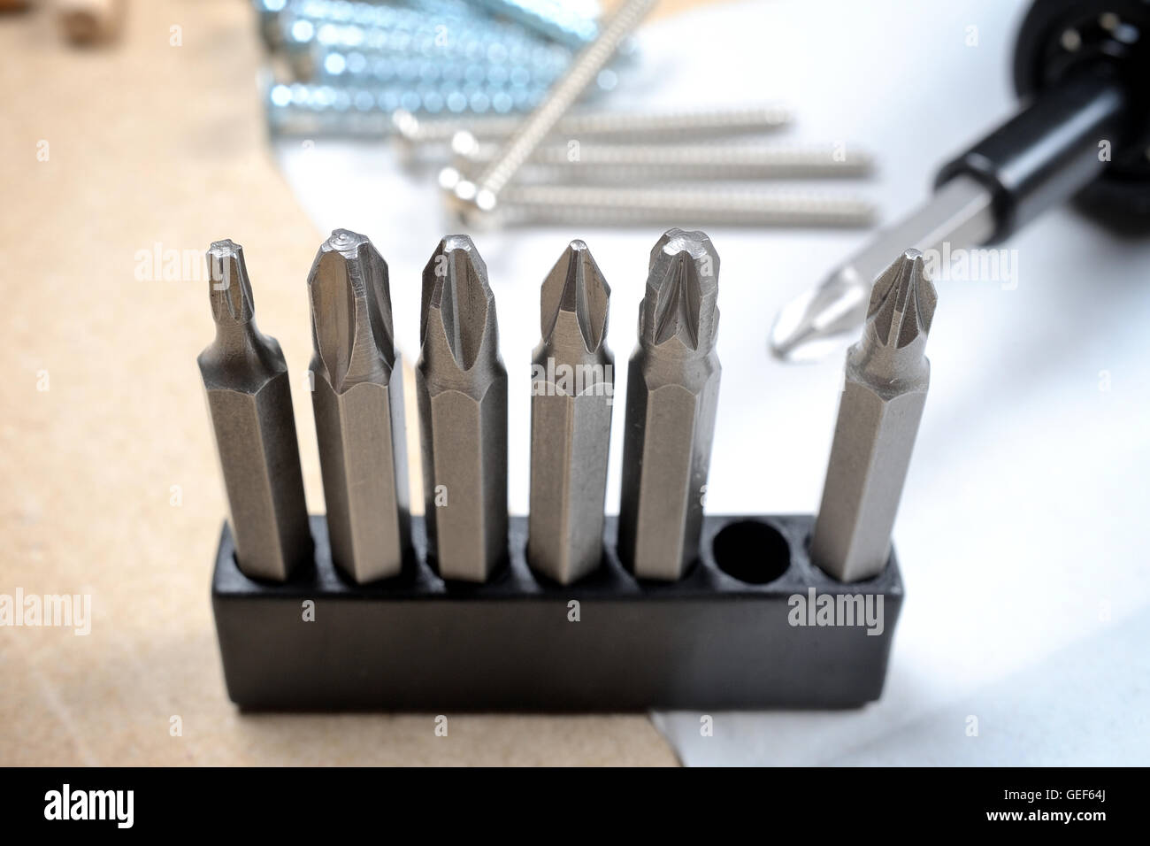 closeup many type of screwdriver head Stock Photo - Alamy