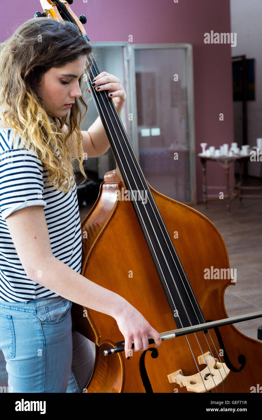 Female Upright Bass Player