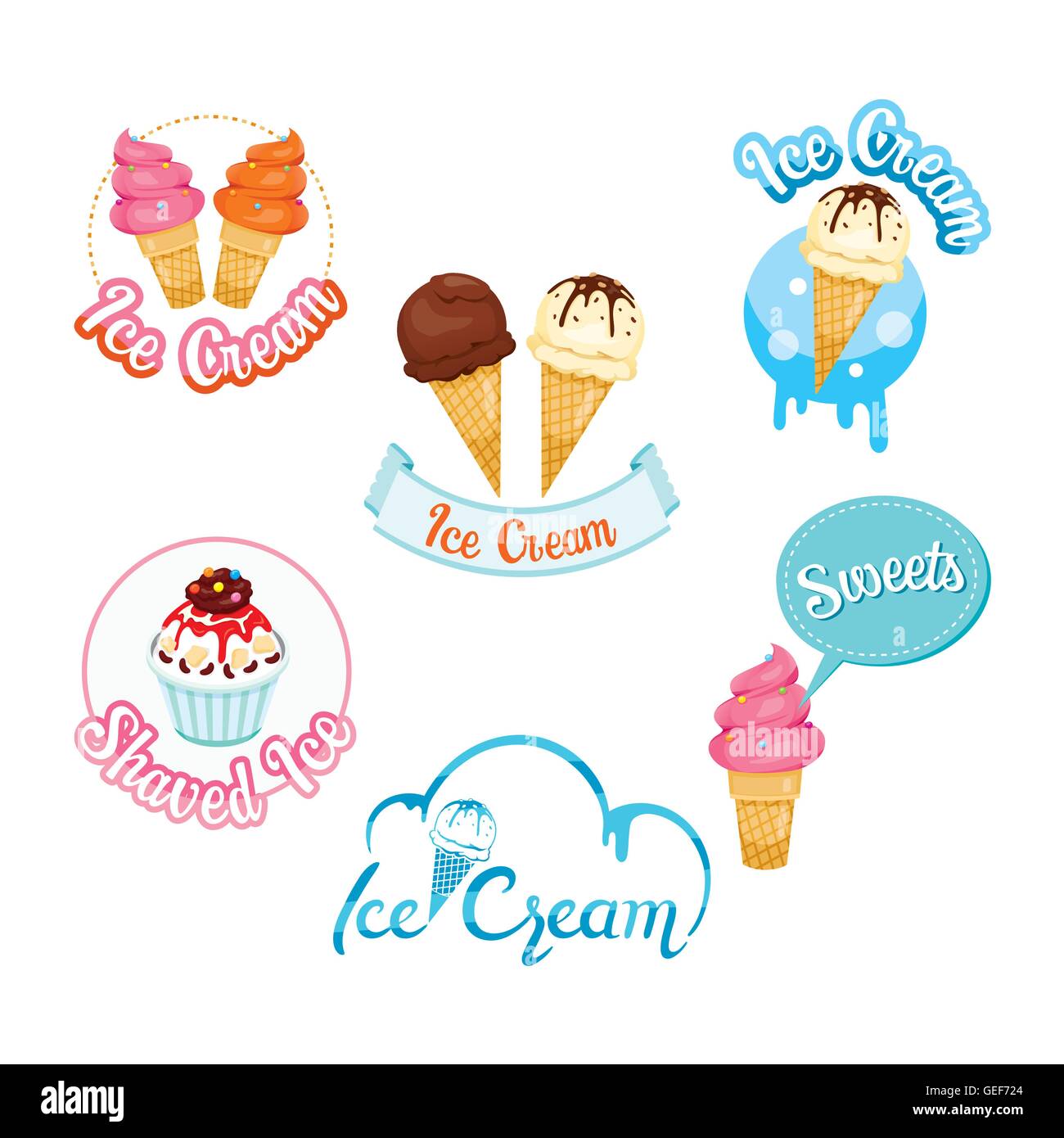 Set Of Ice Cream Design Elements, Logo And Label, Summer, Frozen Food ...