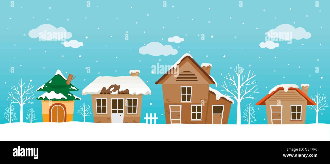 Landscape snow houses Stock Vector Images - Alamy