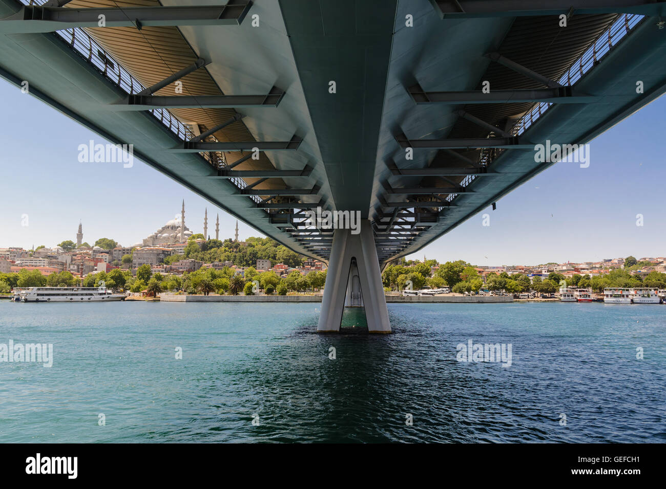 under a bridge in Istanbul Golden Horn Stock Photo - Alamy