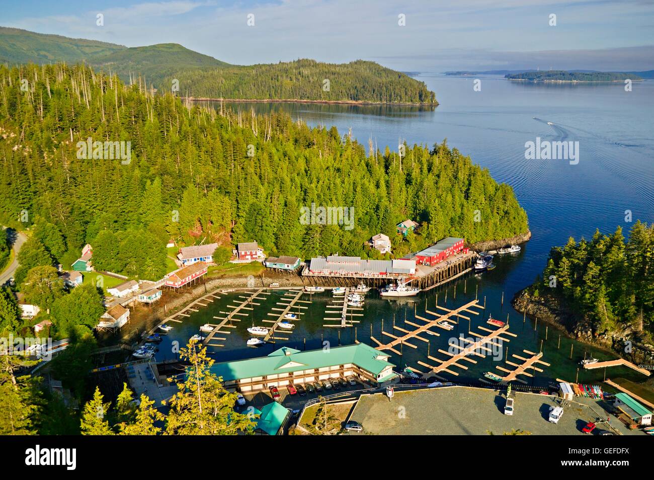 Aerial of telegraph cove on northern vancouver island hi-res stock ...