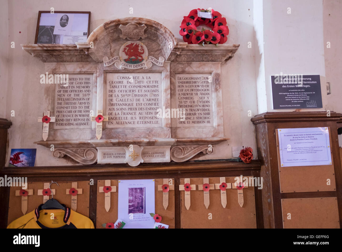 Inside the Eglise St Martin, Mametz, is a memorial to the members of ...