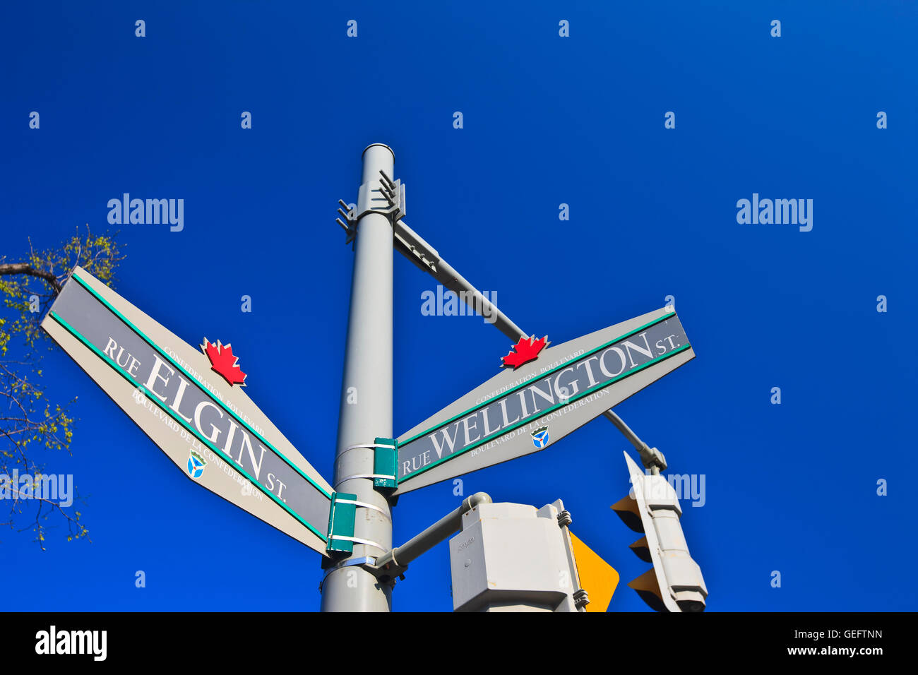 geography,travel, Canada, Ontario, Ottawa, Street signs in downtown ...