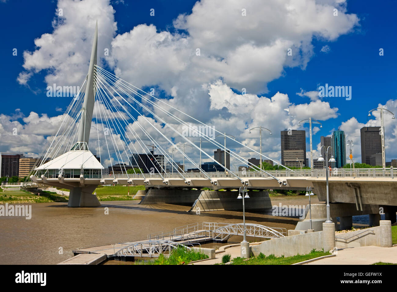 geography,travel, Canada, Esplanade Riel Bridge, a pedestrian bridge ...