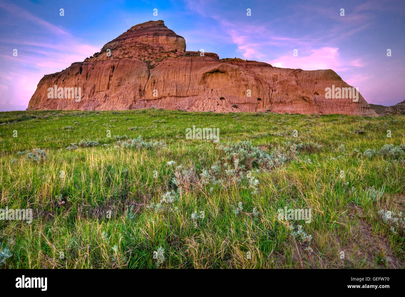 geography,travel, Canada, Saskatchewan, Castle Butte at sunset in Big ...