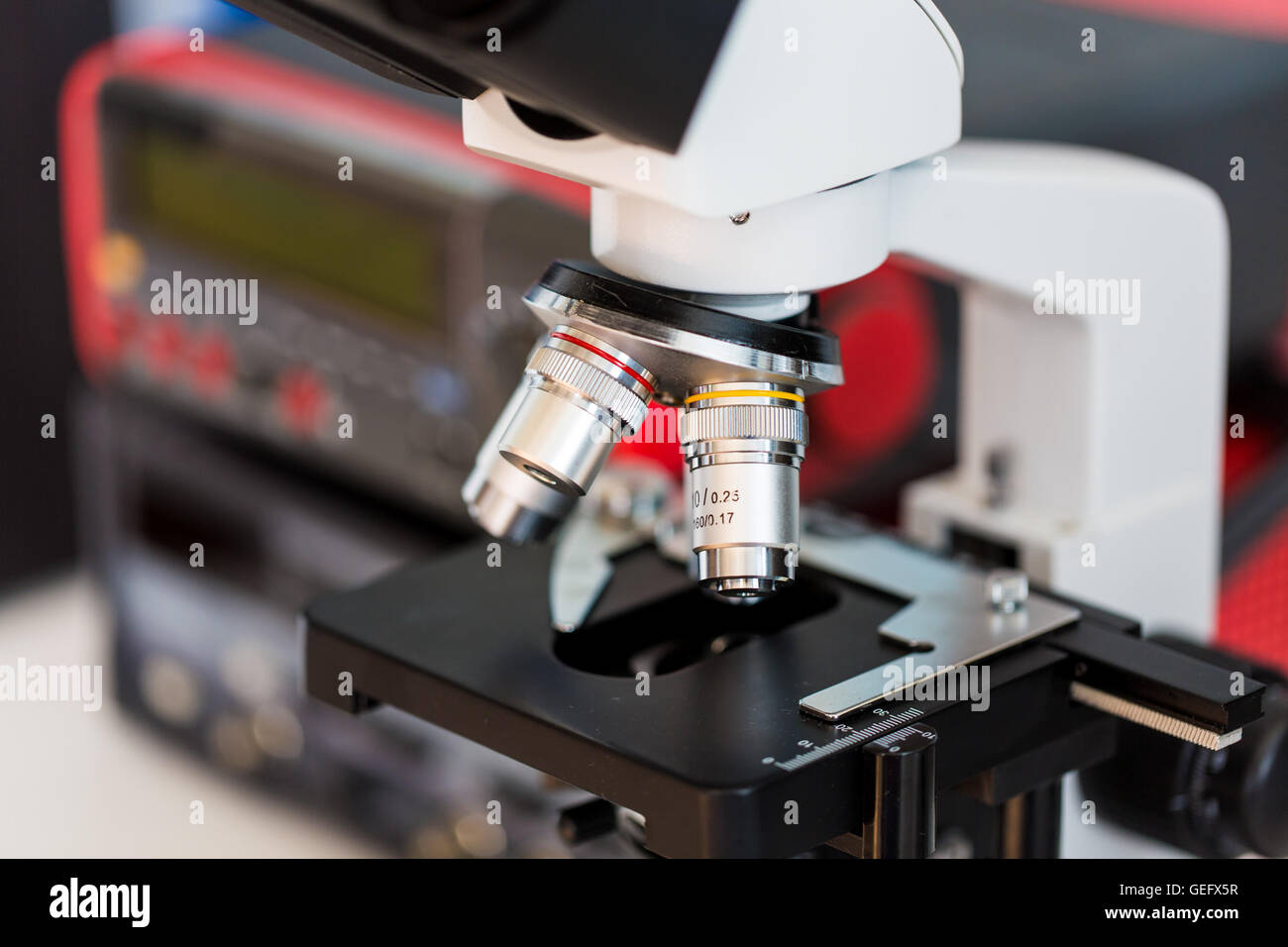 laboratory bench with microscope Stock Photo - Alamy