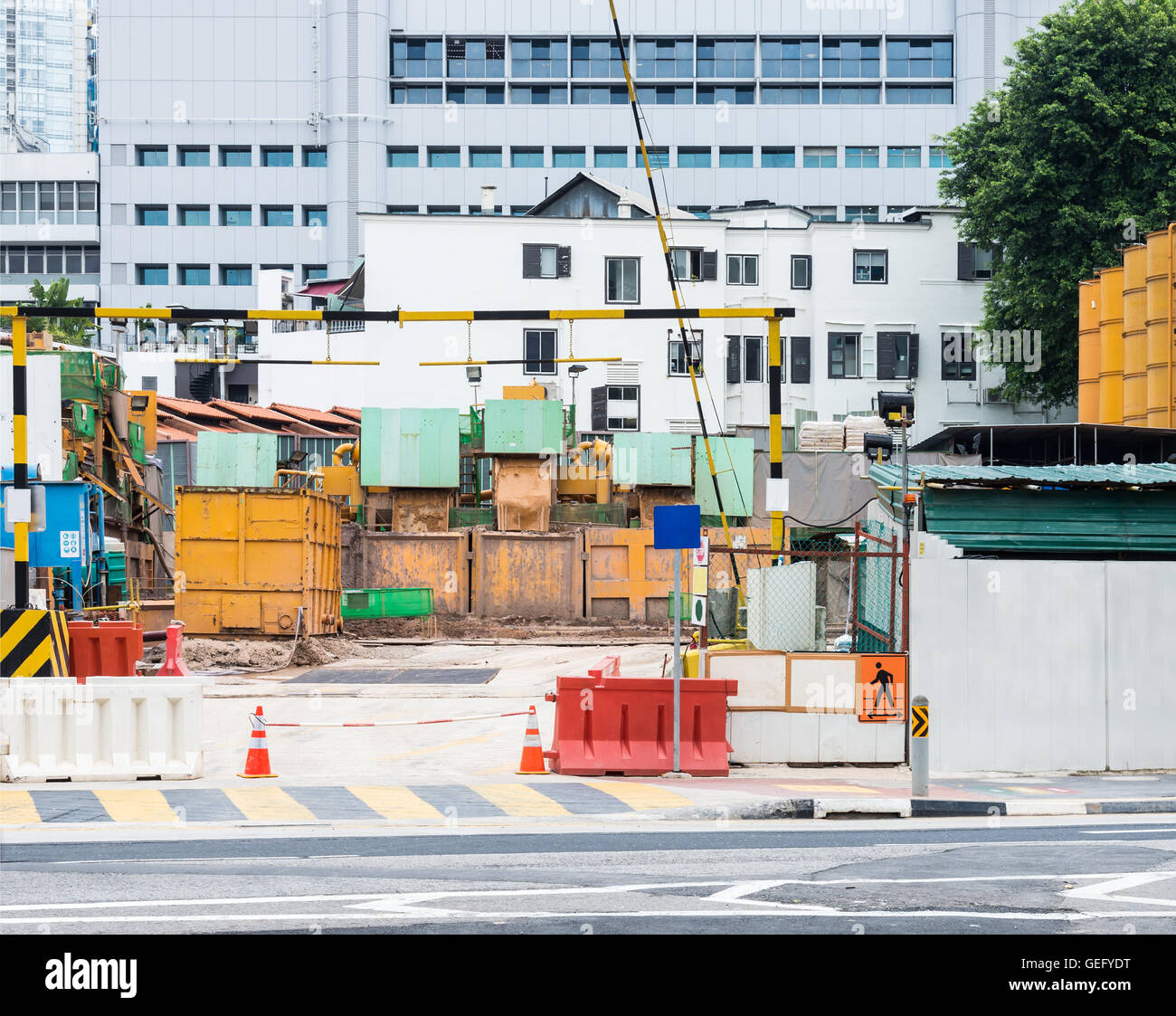 Construction site of the underground station in the urban area Stock ...