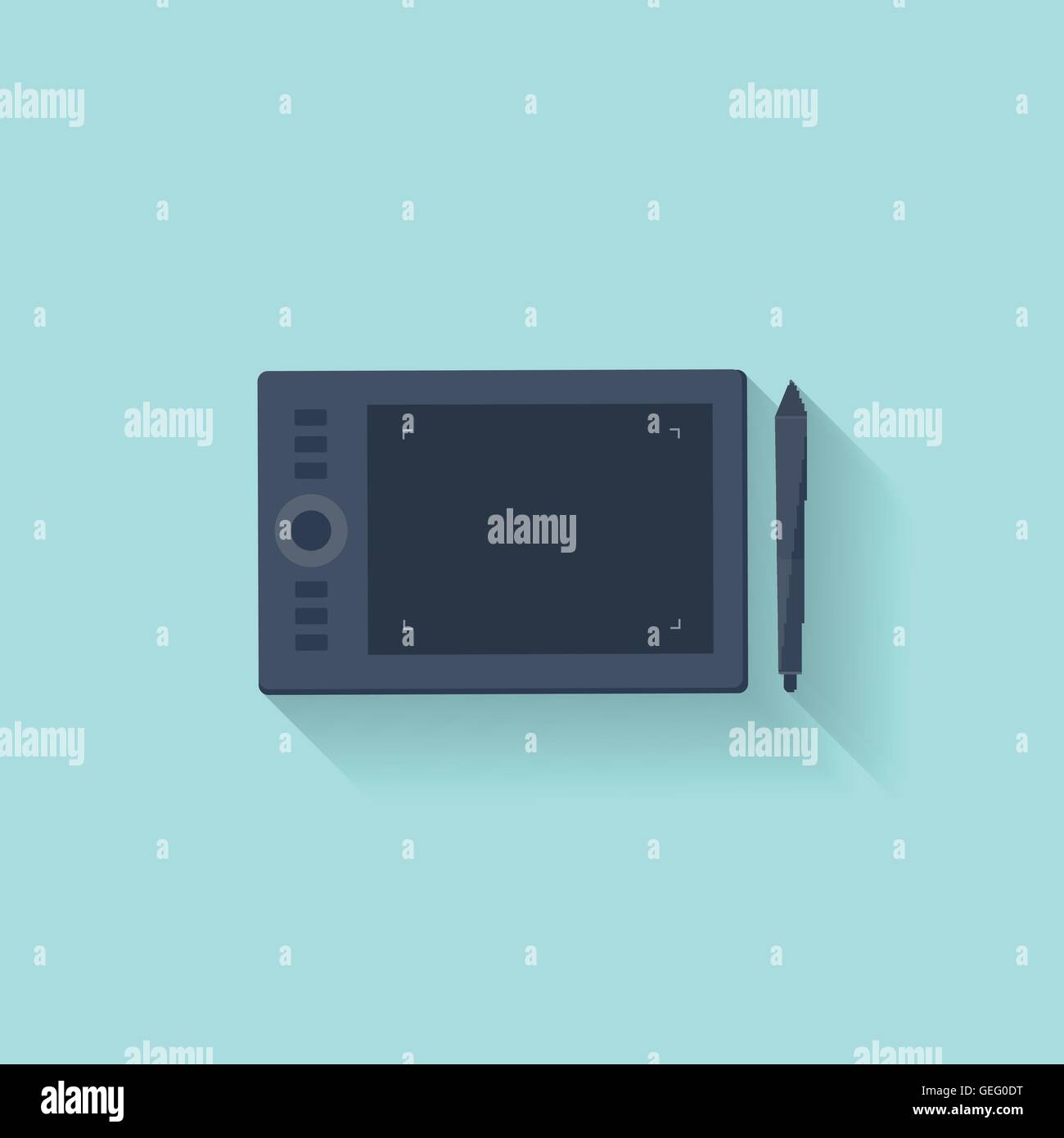 Graphic tablet in a flat style. Digital drawing. Web design. Graphics ...