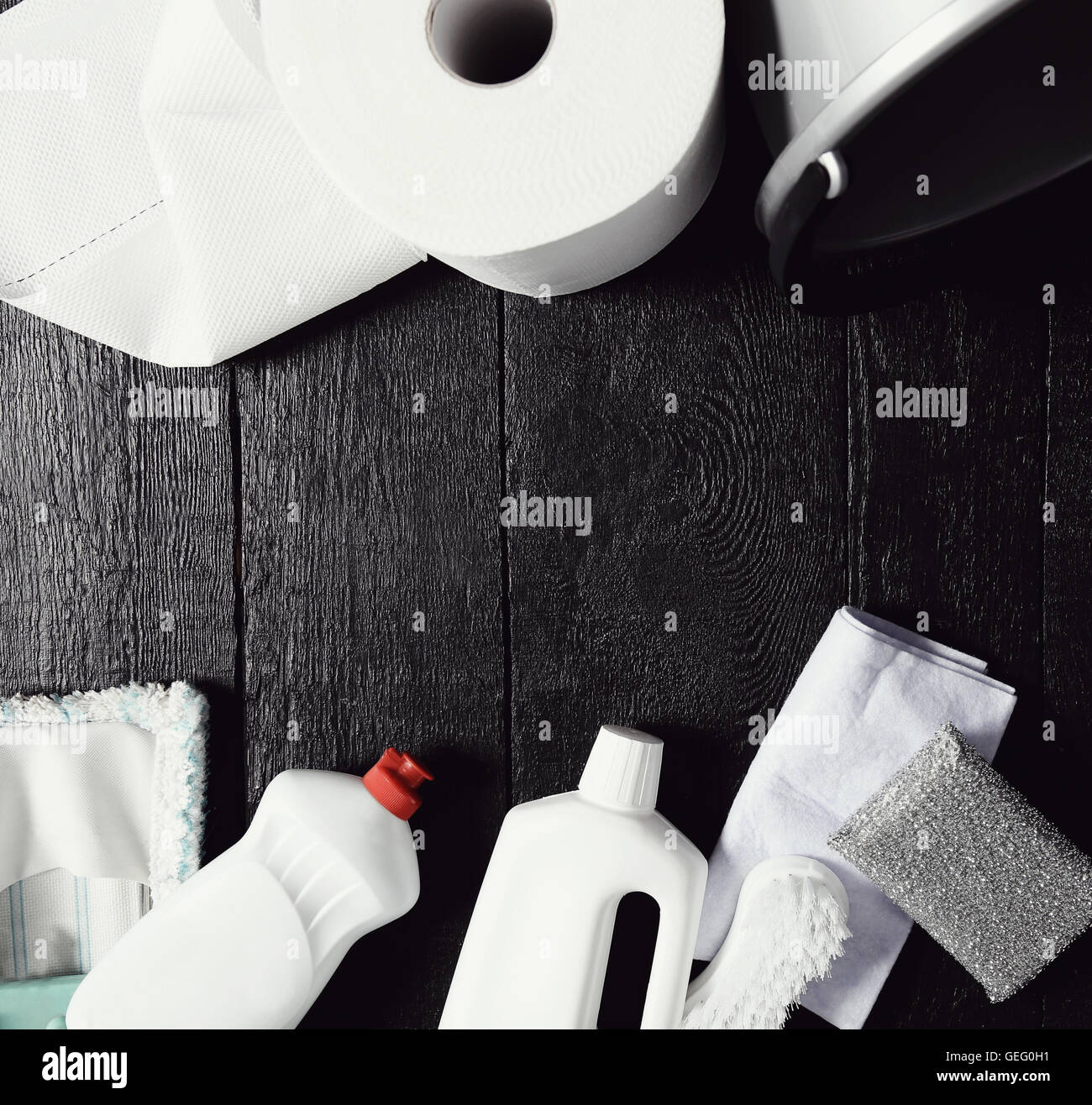 Cleaning tools top view hi-res stock photography and images - Alamy
