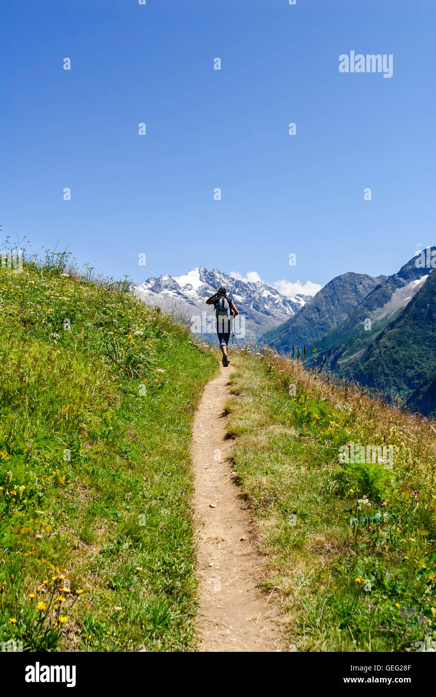 Woman trekking in the French Alps, France, Europe Stock Photo - Alamy